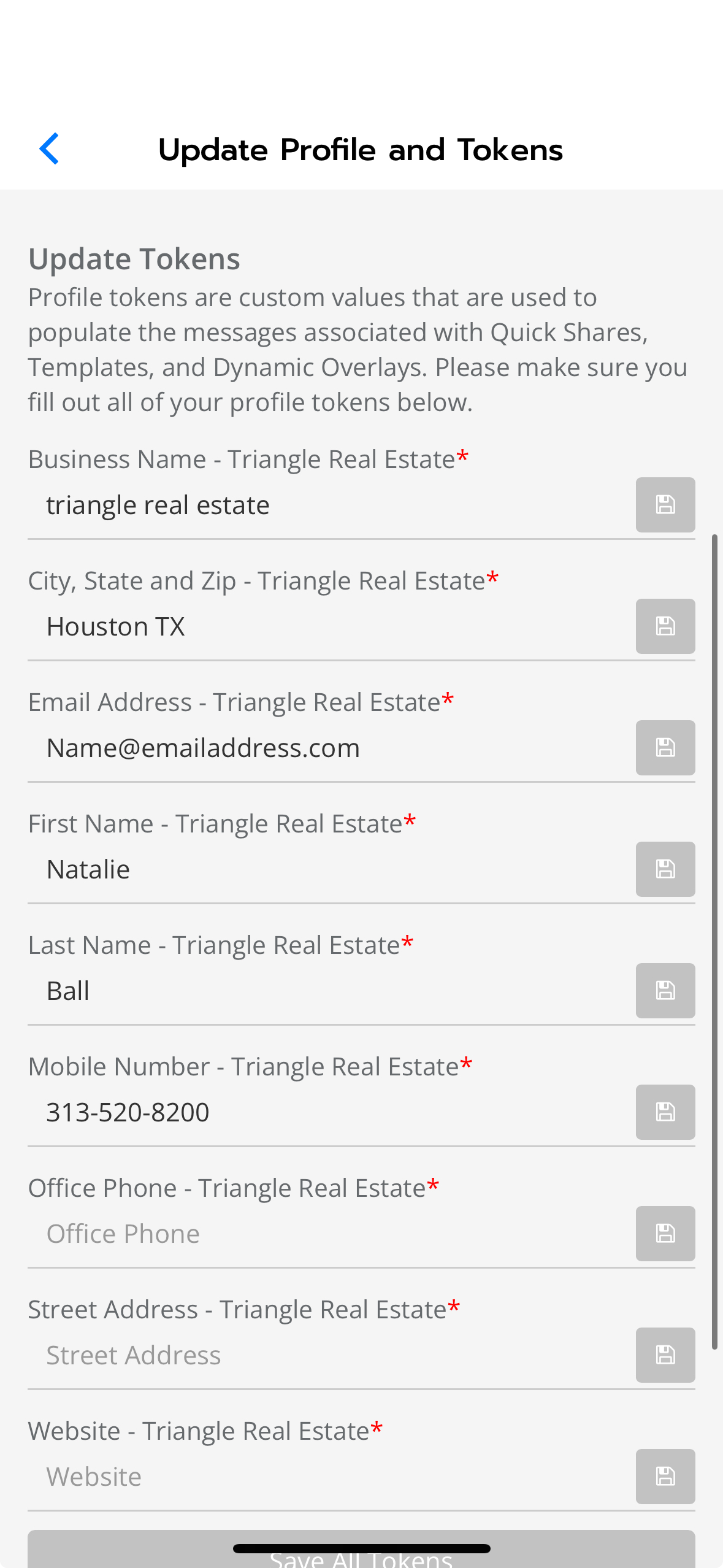 Profile Tokens - Enterprise Only – Photofy Support 📓